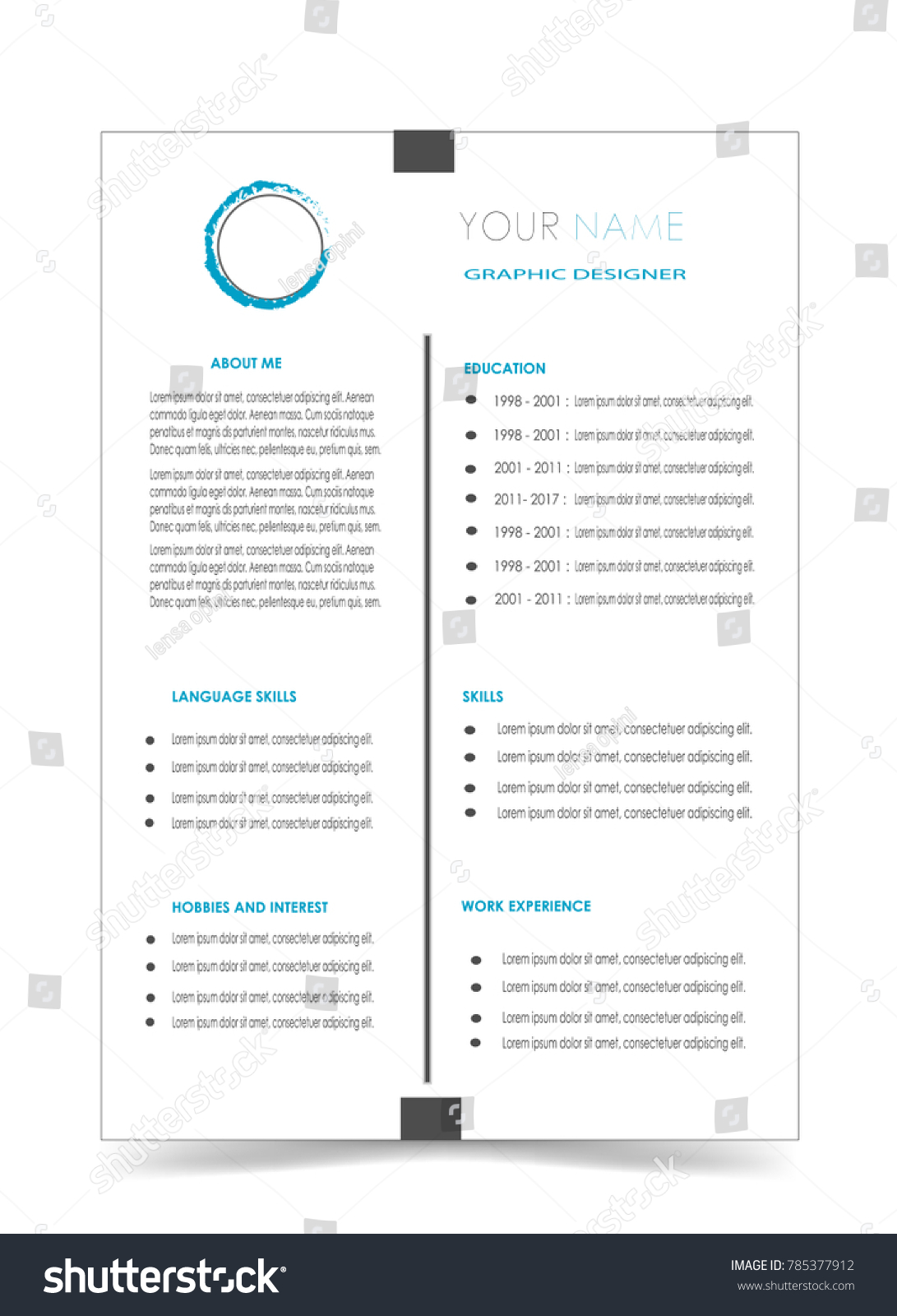 Vektor Stok Clean Cv Resume Template Design Vector (Tanpa Royalti ...