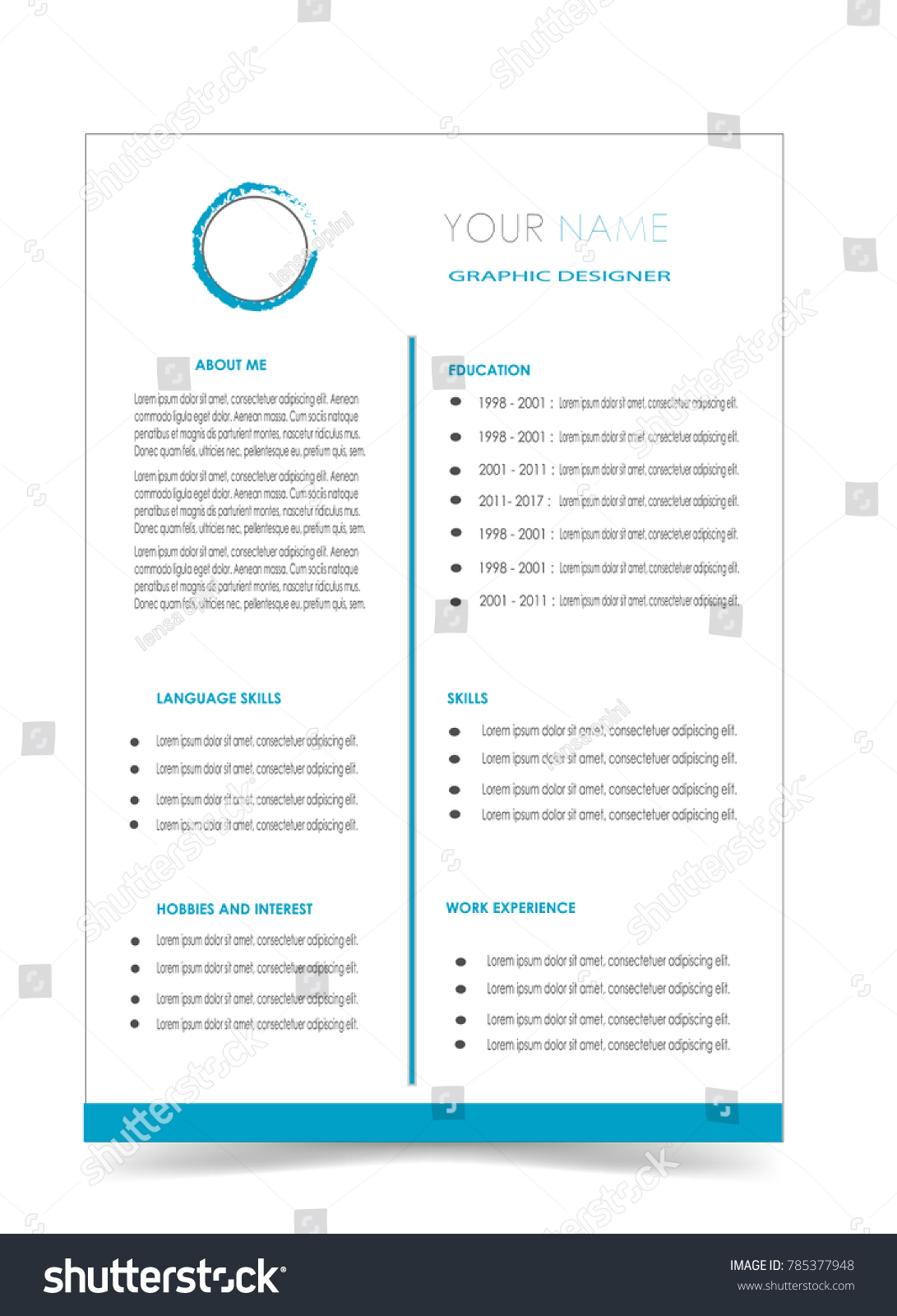 Clean Cv Resume Template Design Vector: стоковая векторная графика (без ...