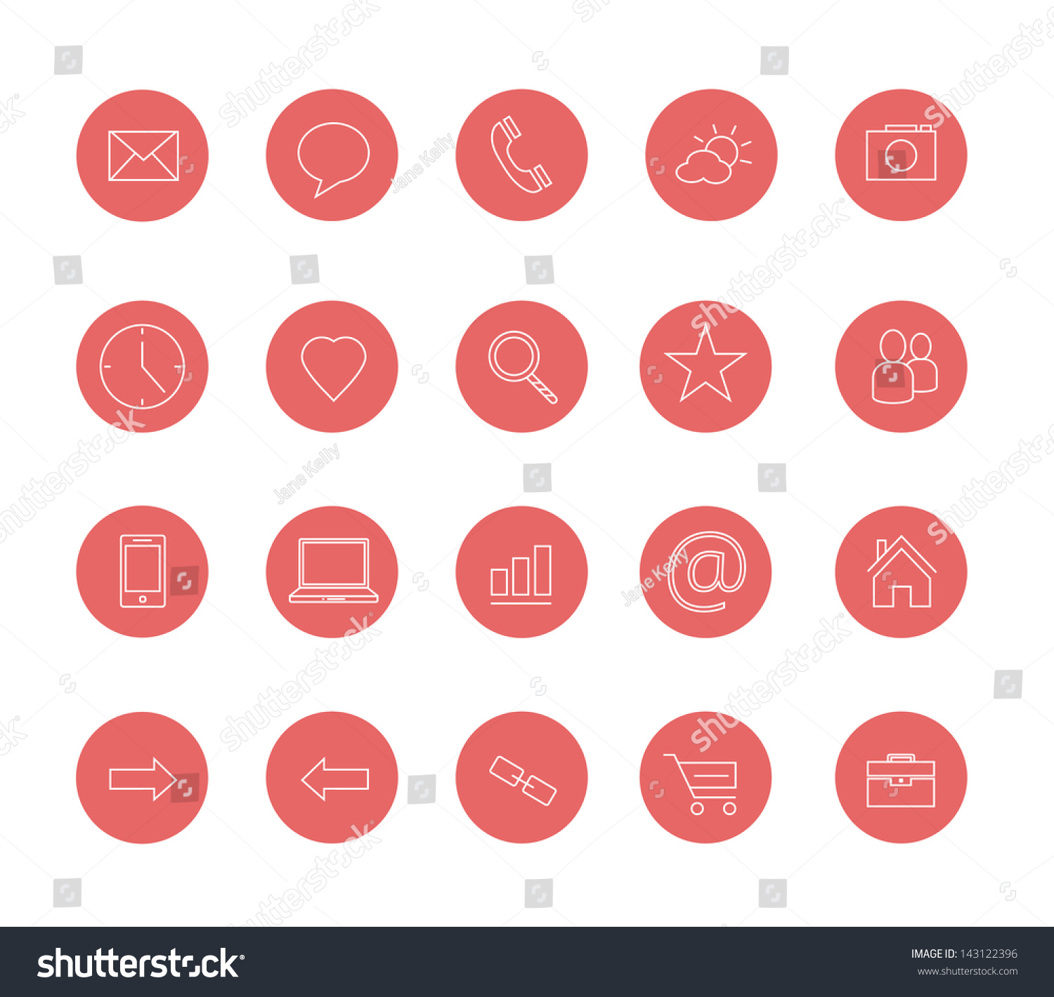 Clean Icons Set Red Stock Vector (Royalty Free) 143122396 | Shutterstock
