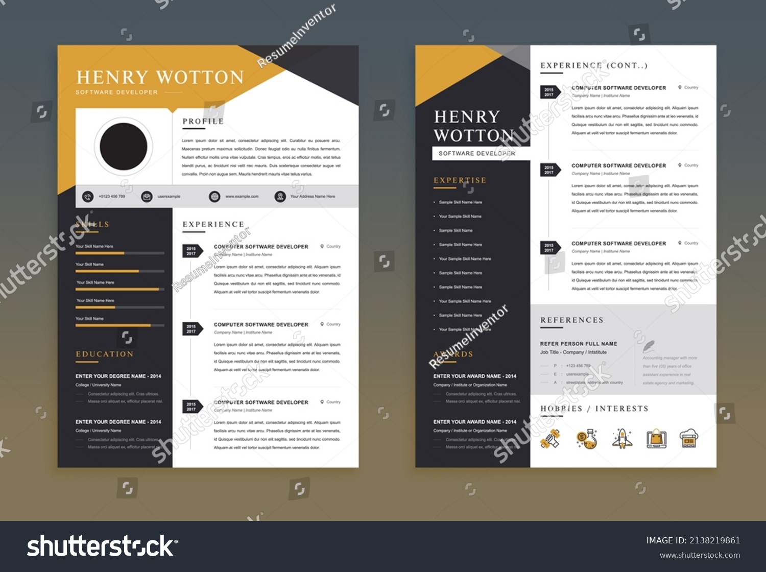 Clean Modern Professional Resume Template Stock Vector (Royalty Free ...