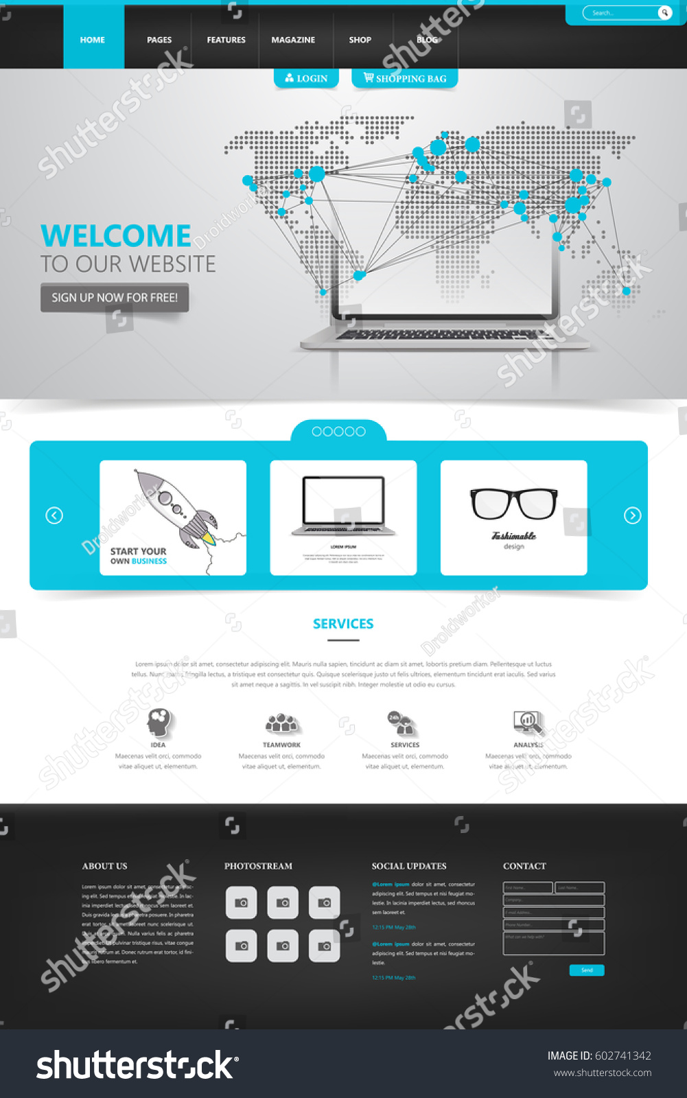 Clean Modern Website Interface Template Earth Stock Vector (Royalty ...