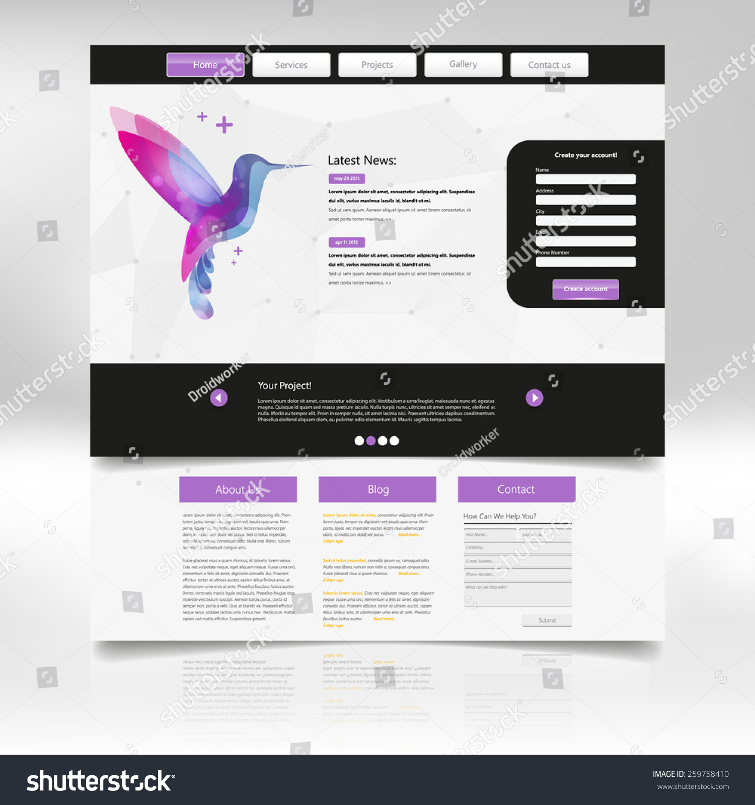 Clean Modern Website Template Design Eps Stock Vector (Royalty Free ...