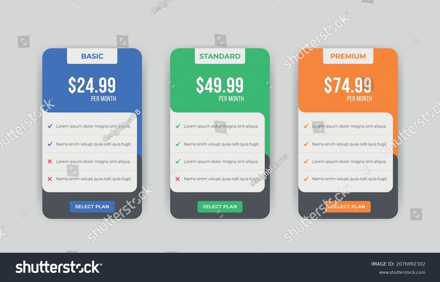 Clean Pricing Chart Table Comparison Infographic Stock Vector (Royalty ...