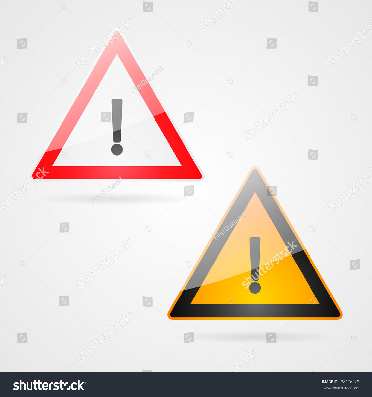 Clean Vector Danger Warning Signs Set Stock Vector (Royalty Free) 138176228