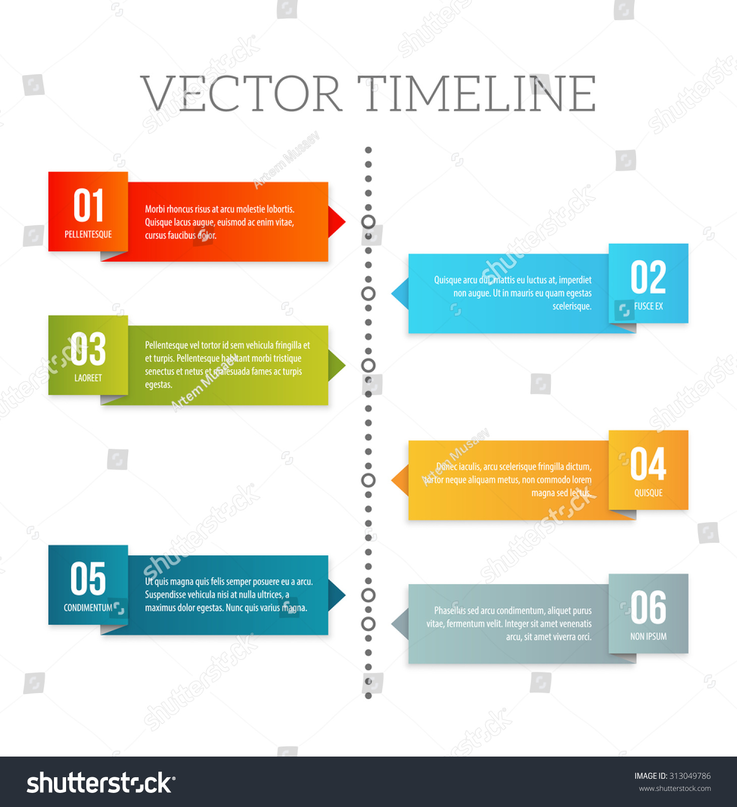 Clean Vector Timeline Template Colored Marks: เวกเตอร์สต็อก (ปลอดค่า ...