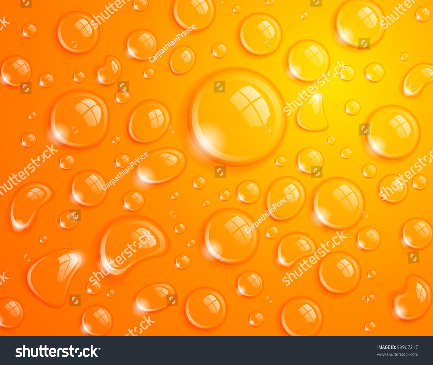 Clean Water Drop Background On Orange Stock Vector (Royalty Free) 99907217