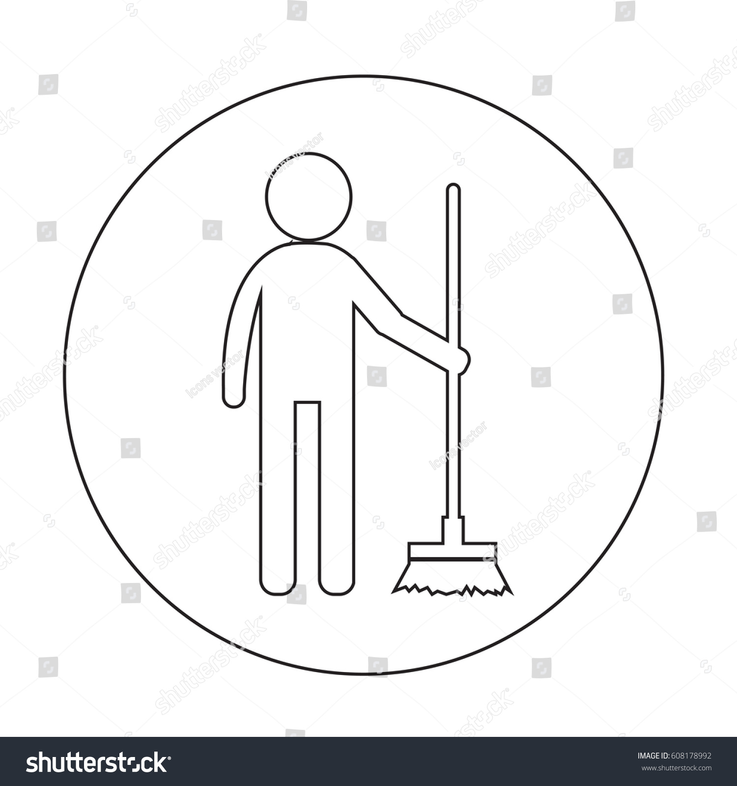 Cleaner Man Icon Stock Vector (Royalty Free) 608178992