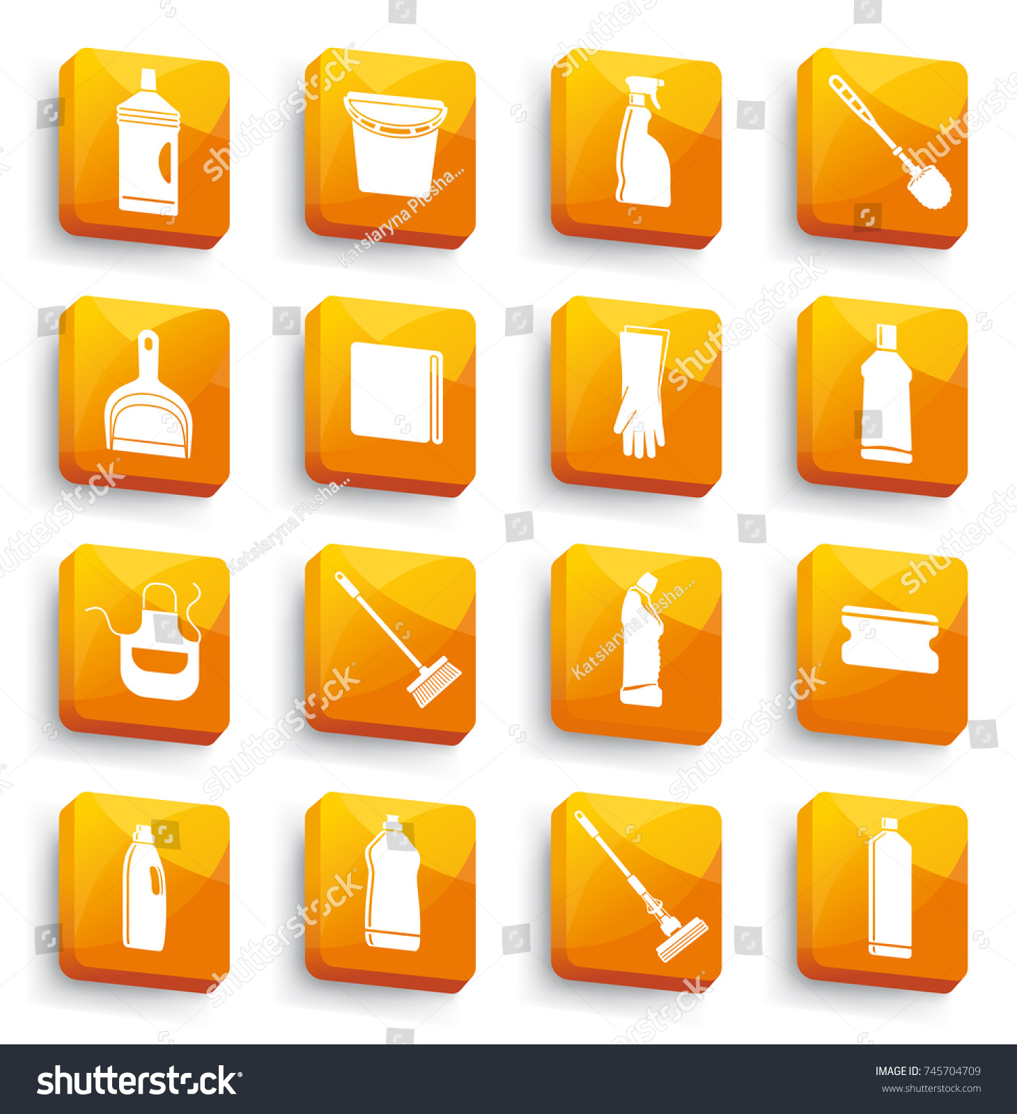 Cleaning Buttons Vector Illustration Stock Vector (Royalty Free) 745704709