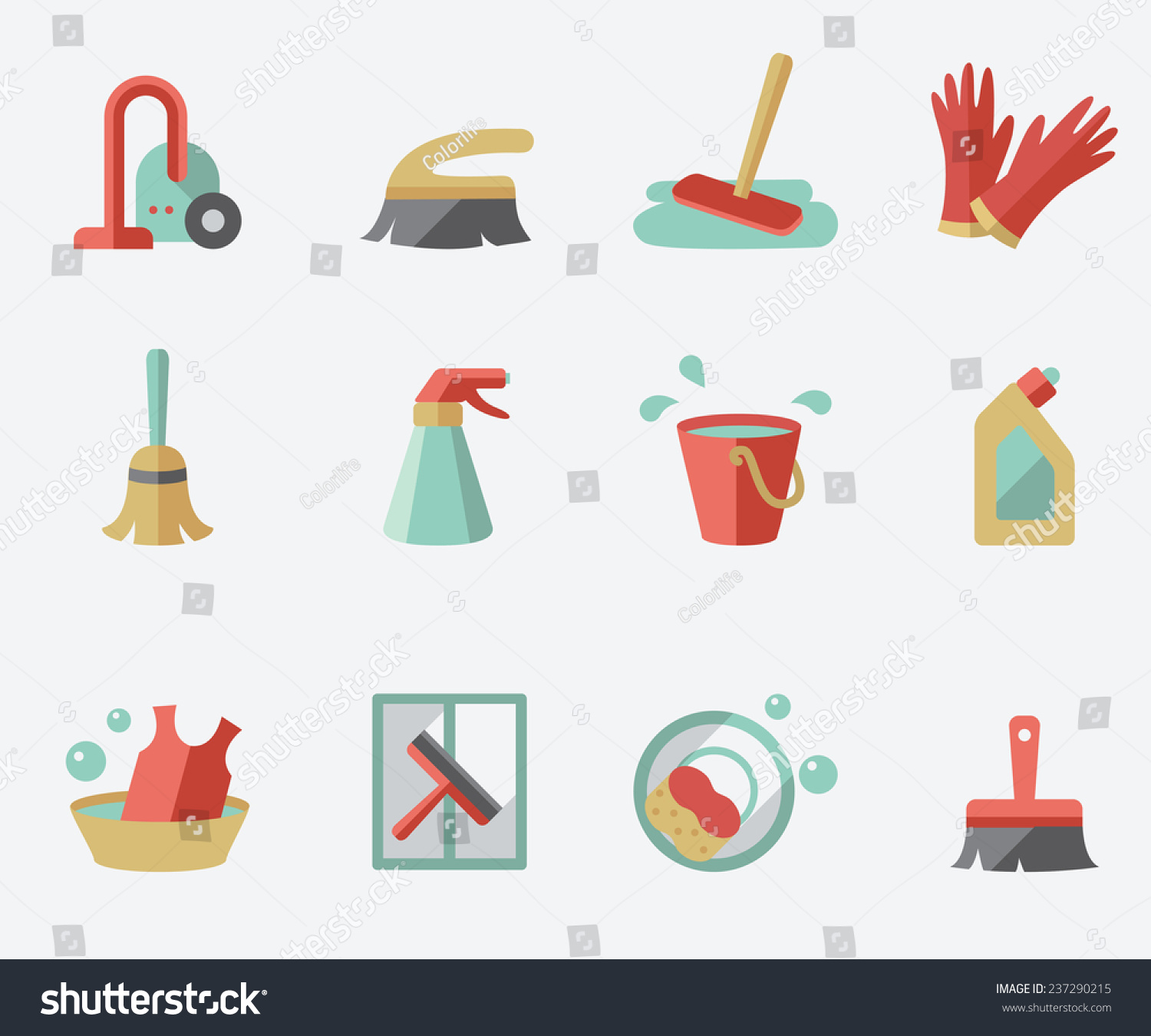 Cleaning Icons, Flat Design Stock Vector Illustration 237290215 ...