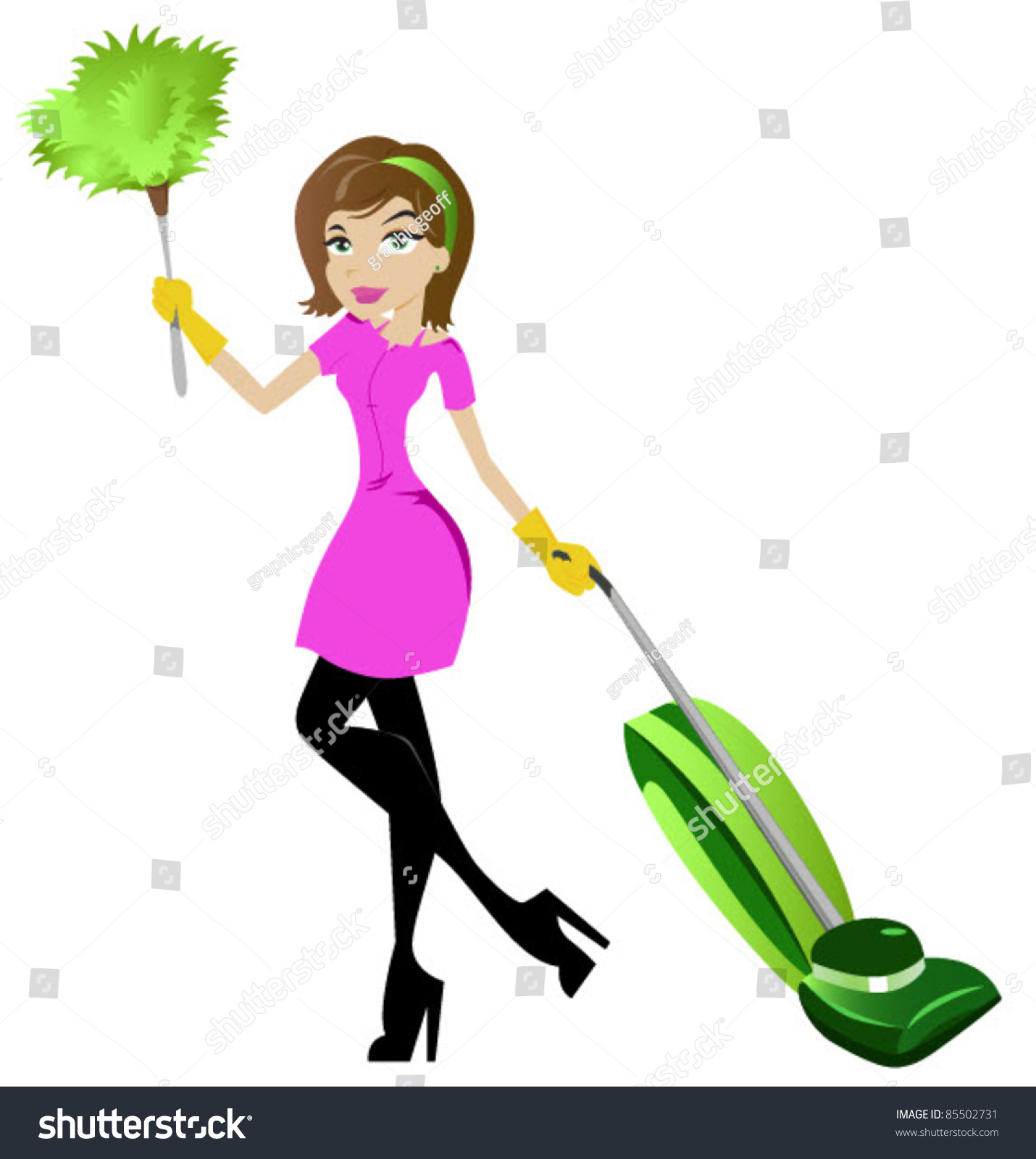 Cleaning Lady Cartoon Character Royalty Free Vector Image