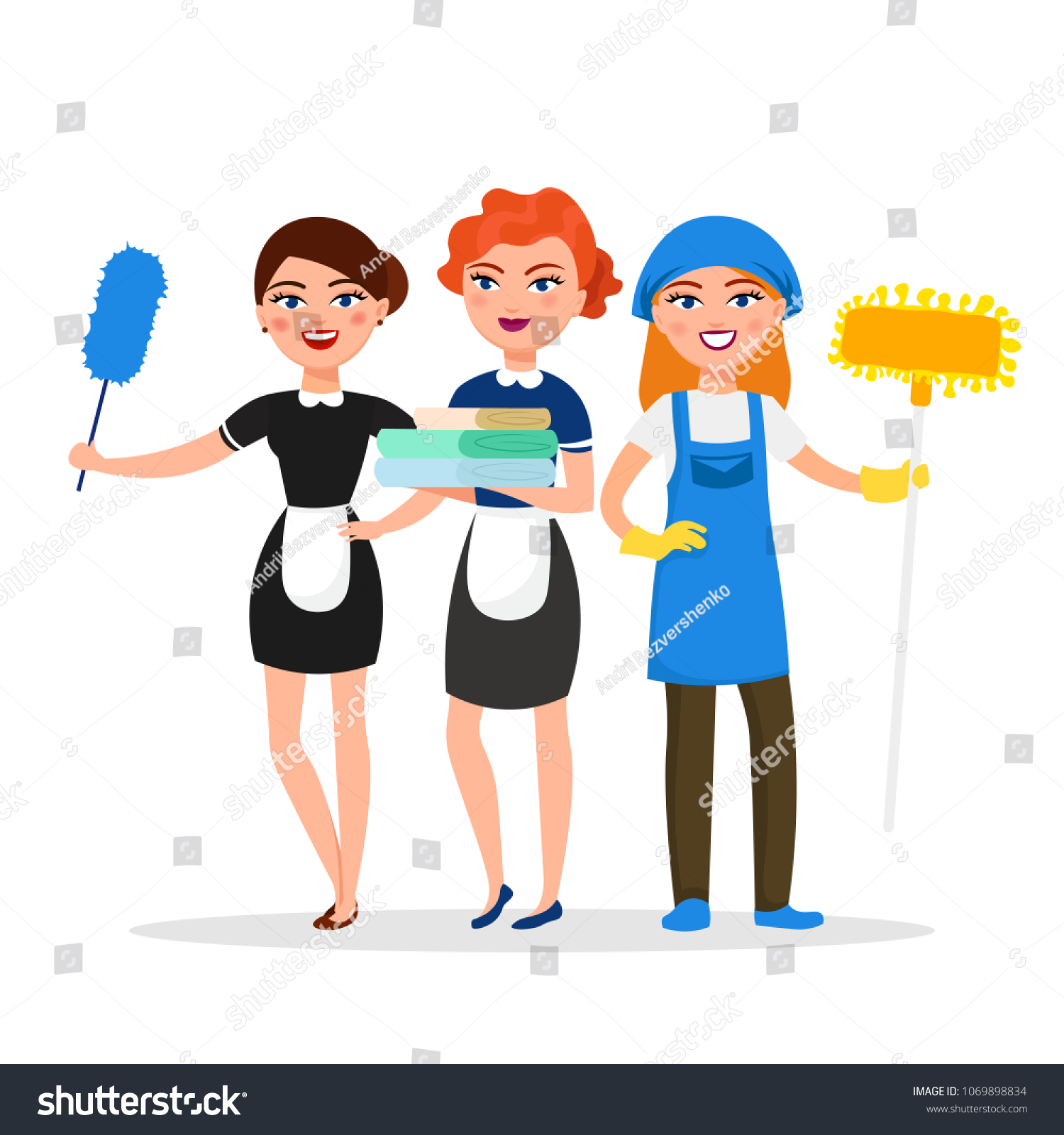 Cleaning Service Staff Smiling Cartoon Characters Stock Vector (Royalty ... Cleaning Service Staff Smiling Cartoon Characters Stock Vector (Royalty ...