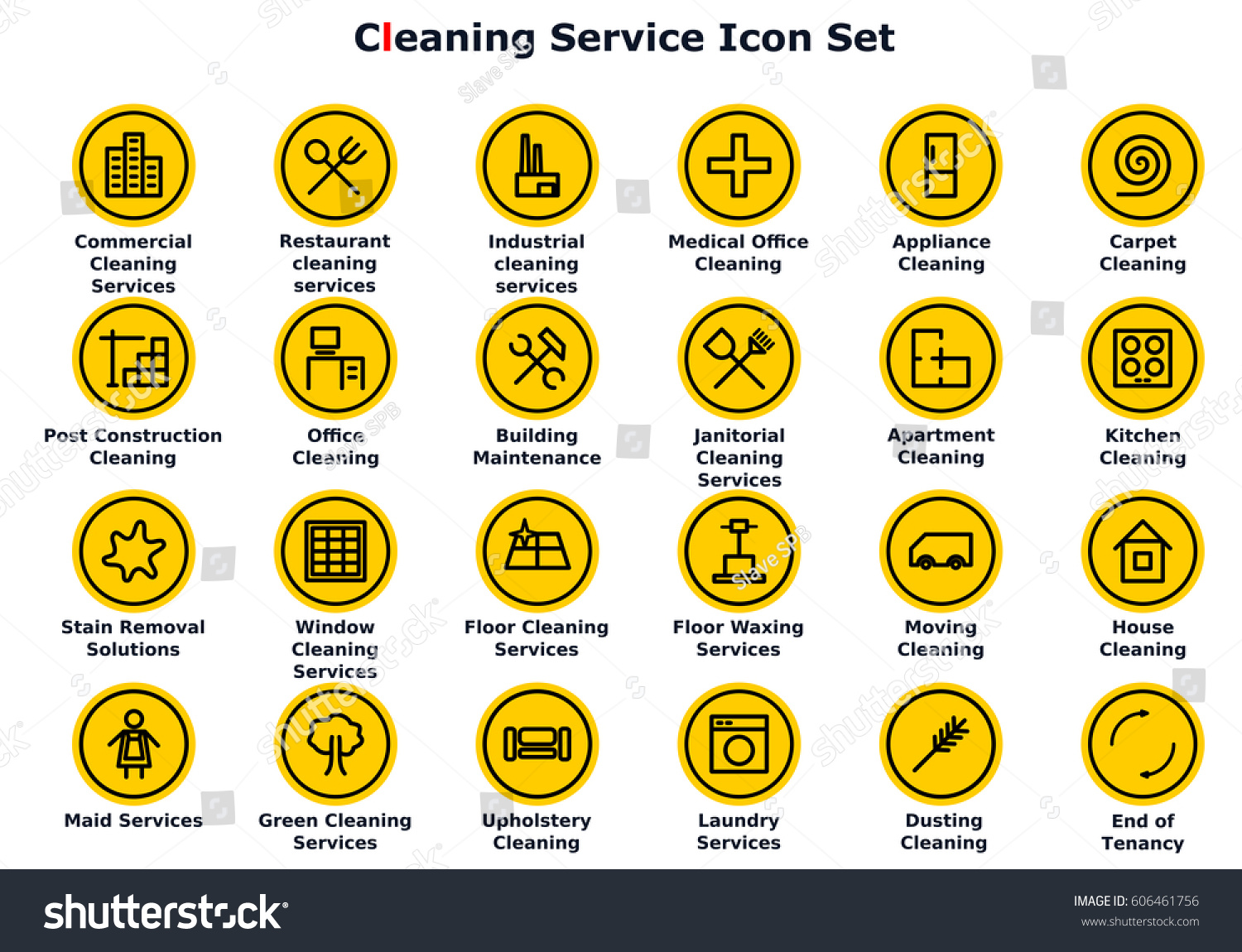Cleaning Service Vector Icon Set Stock Vector (Royalty Free) 606461756 ...