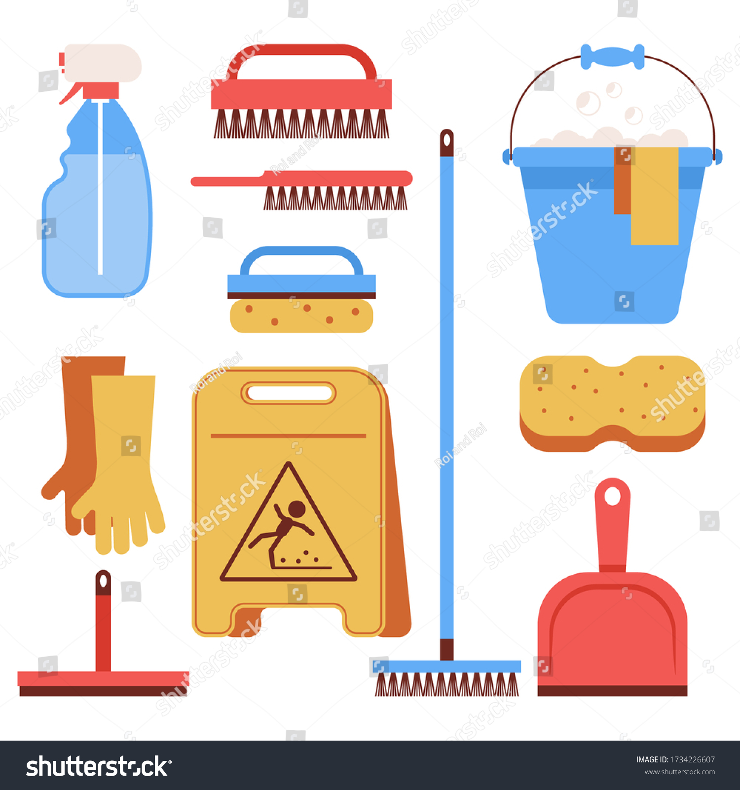 Cleaning Tools Vector Set Isolated On Stock Vector (Royalty Free ...