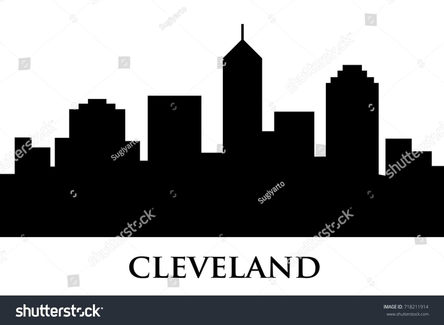 Vektor Stok Cleveland Skyline Vector (Tanpa Royalti) 718211914 ...