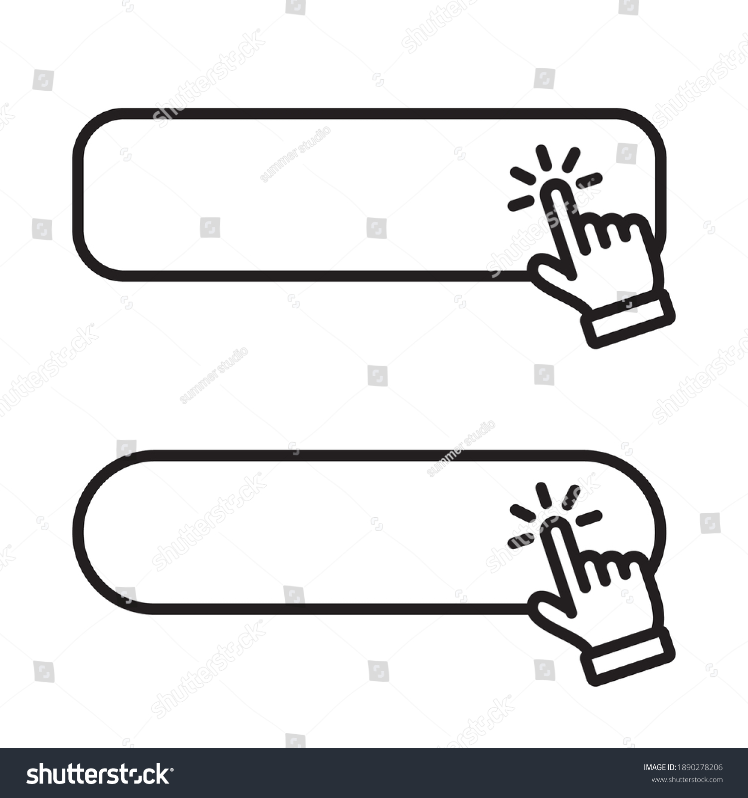 Click Blank Button Hand Pointer Clicking Stock Vector (Royalty Free ...