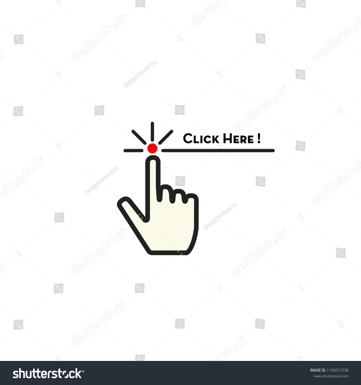 Click Here Finger Cursor Button Vector Stock Vector (Royalty Free ...