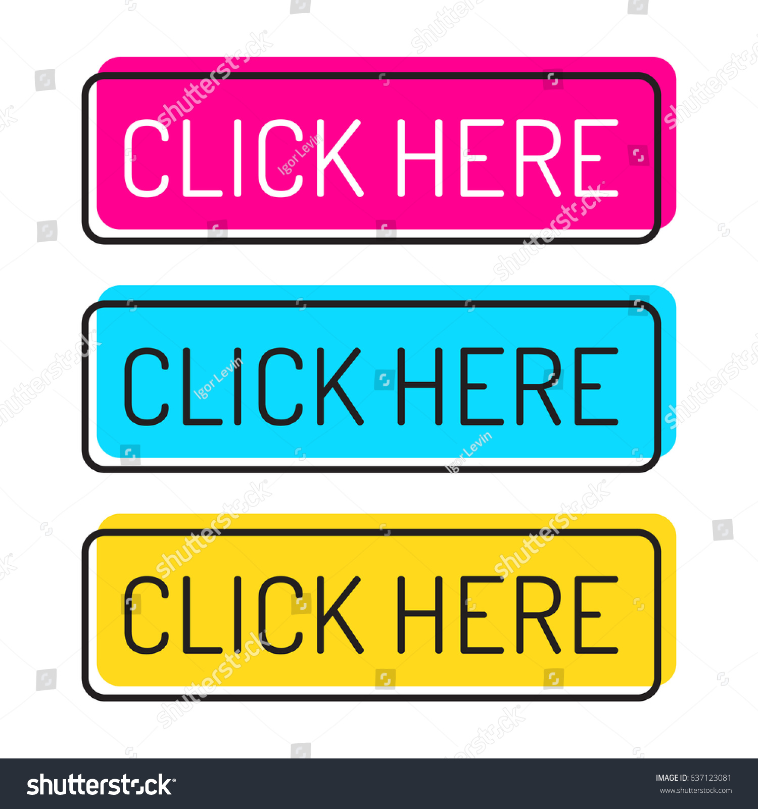 Click Here Vector Set Badges Illustrations: vector de stock (libre de ...