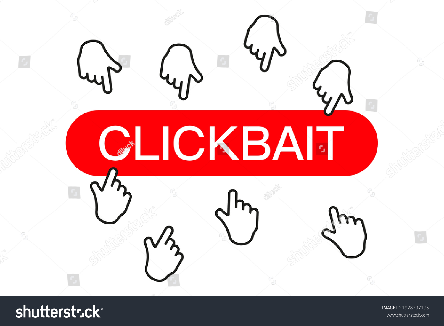 Clickbait Button Cursor Clickbait Banner Push Stock Vector (Royalty ...