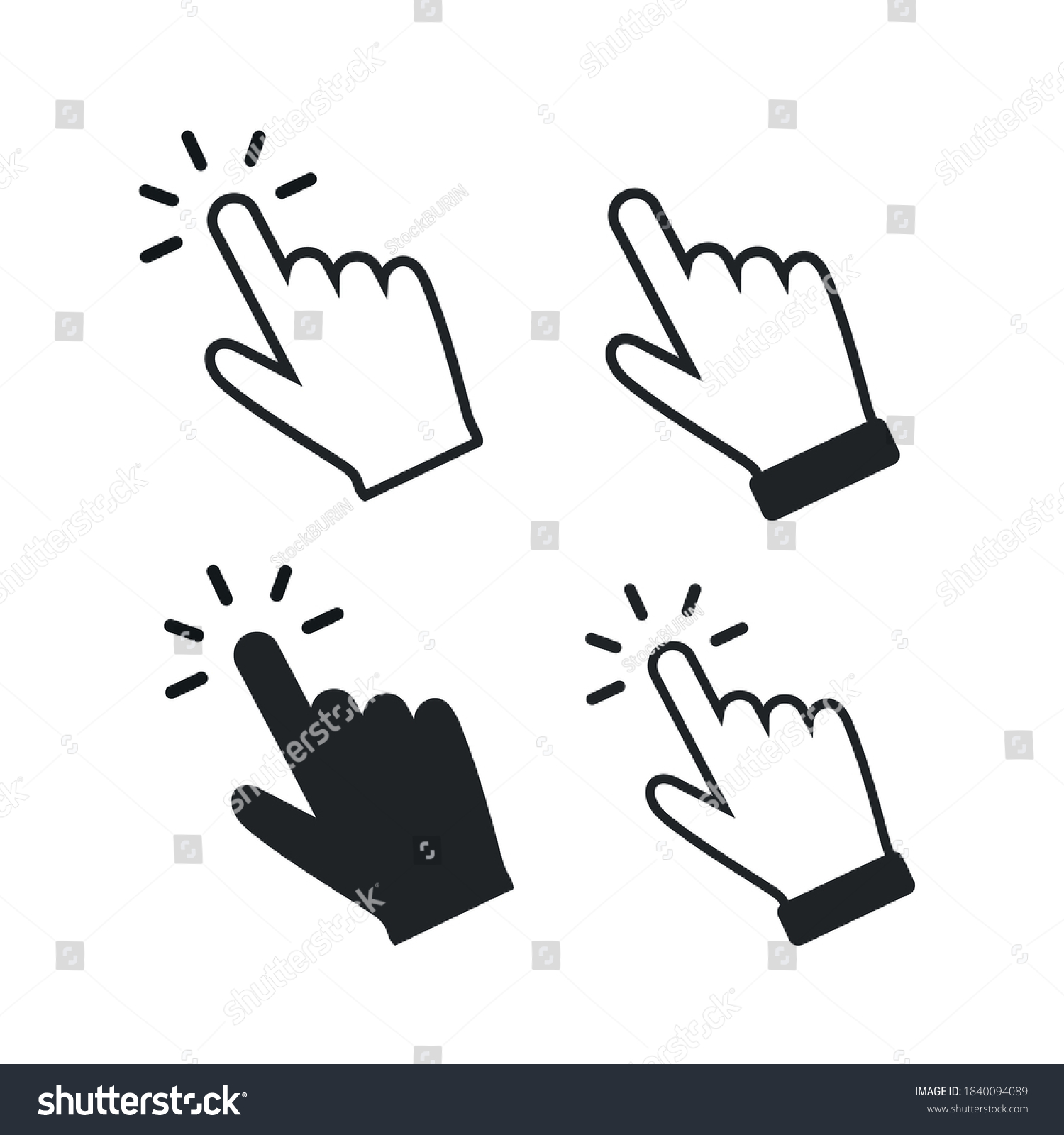 Clicking Finger Icon Hand Pointer On Stock Vector (Royalty Free ...