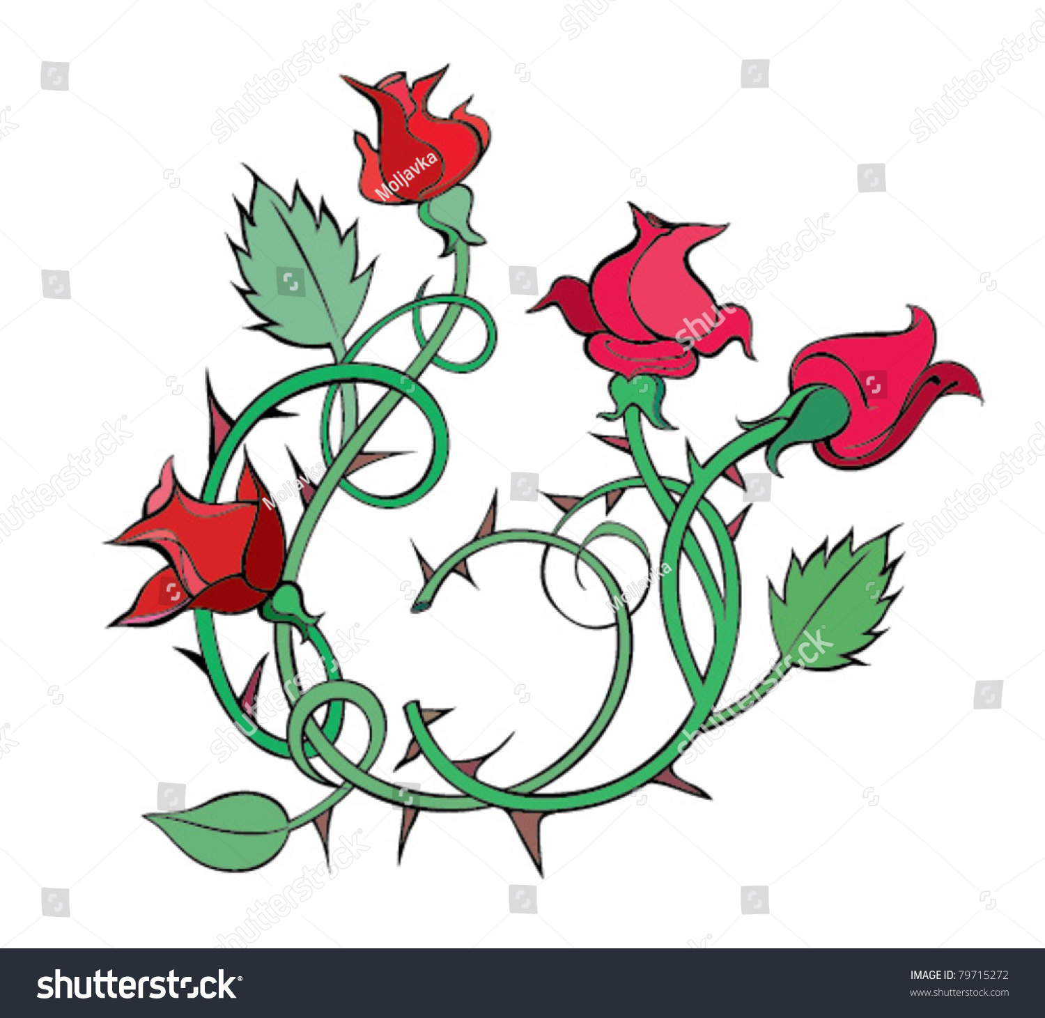 Climbing Roses Thorns Stock Vector (Royalty Free) 79715272 | Shutterstock