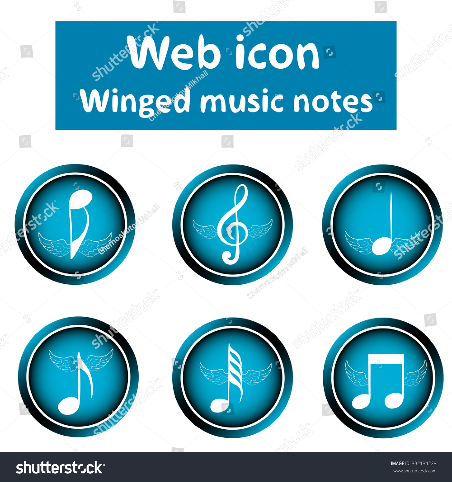 Clipart Winged Music Notes Stock Vector (Royalty Free) 392134228