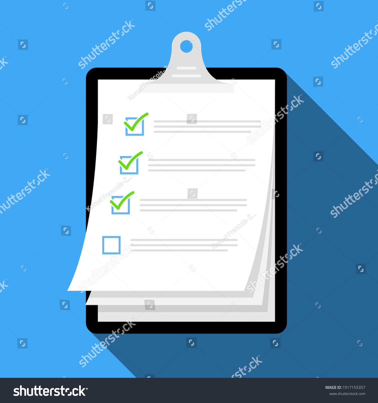 Clipboard Check Marks Flat Style Task Stock Vector (Royalty Free ...