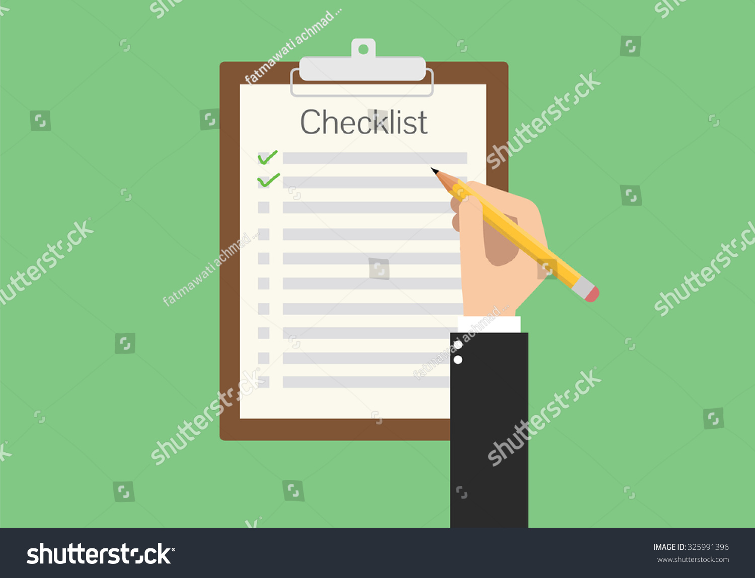 Clipboard Checklist Productivity Hand Check Flat Stock Vector (Royalty ...