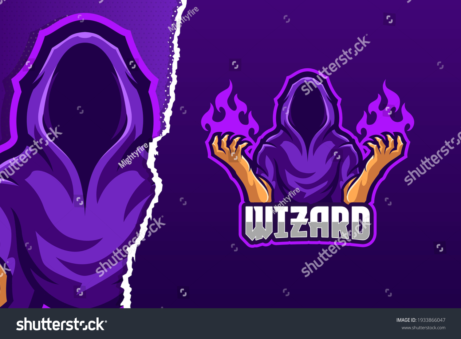 Cloak Wizard Esport Game Logo Template Stock Vector (Royalty Free ...