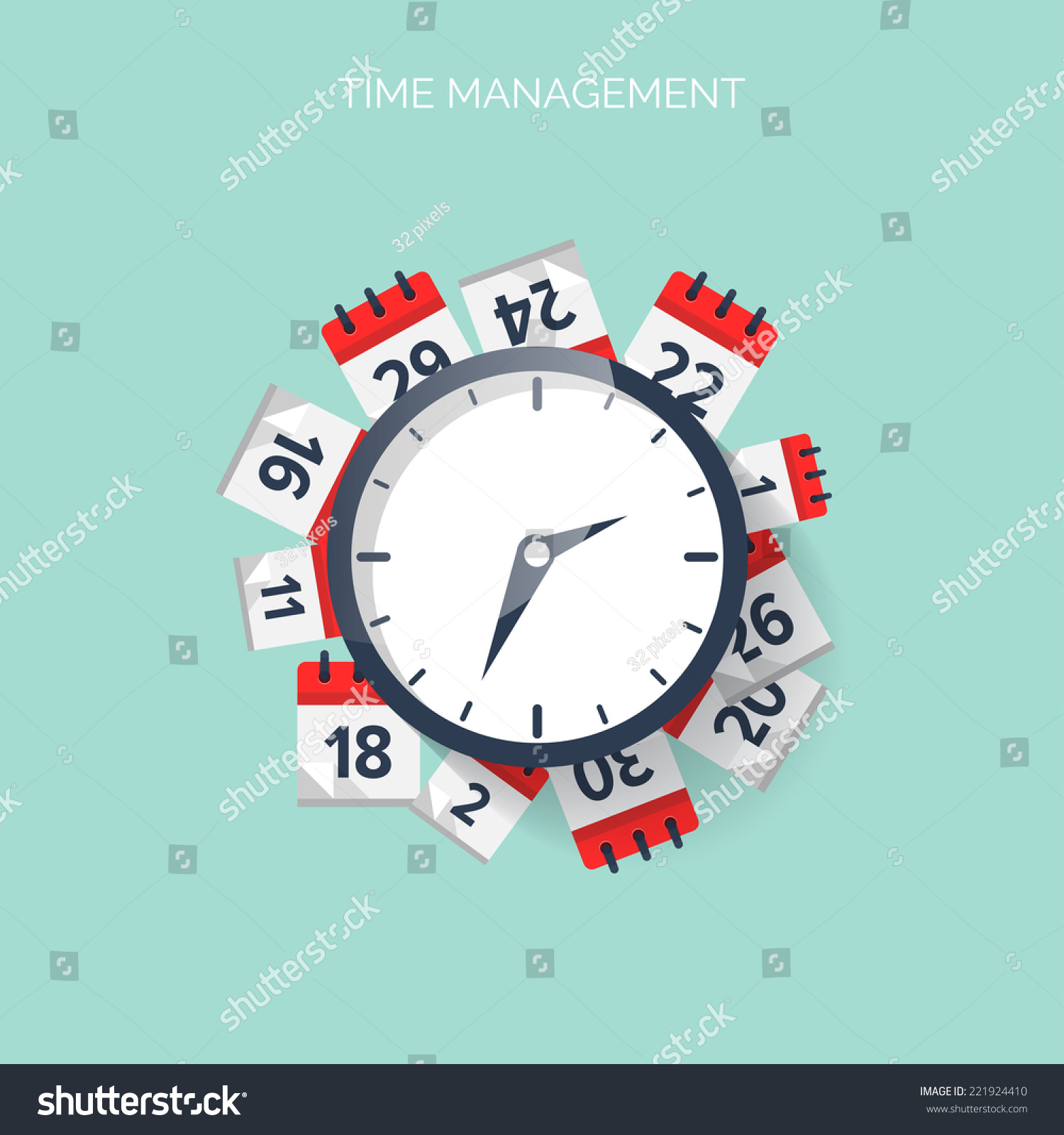 Clock Calendar Time Management Concept Background Stock Vector ...
