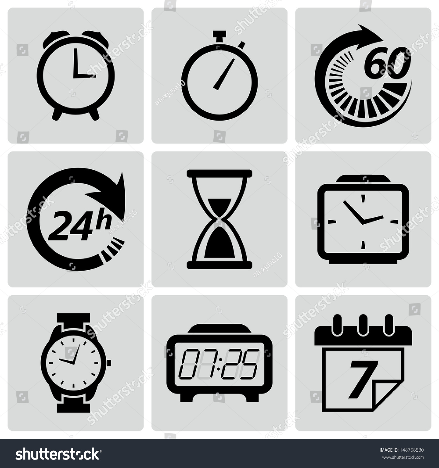 Clock Time Icons Vector Illustration Stock Vector (Royalty Free) 148758530