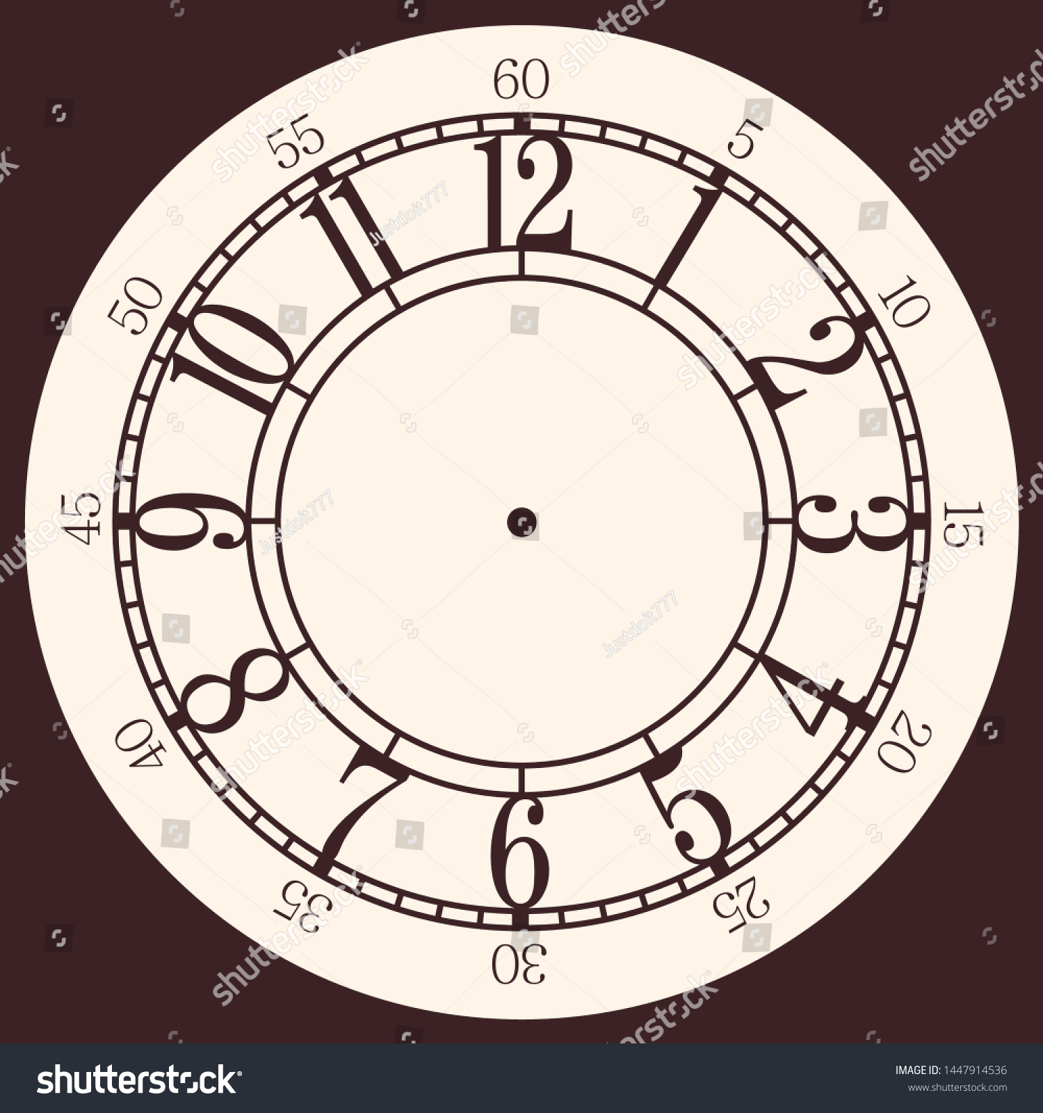 Clock Dial Vector Vintage Style Stock Vector (Royalty Free) 1447914536