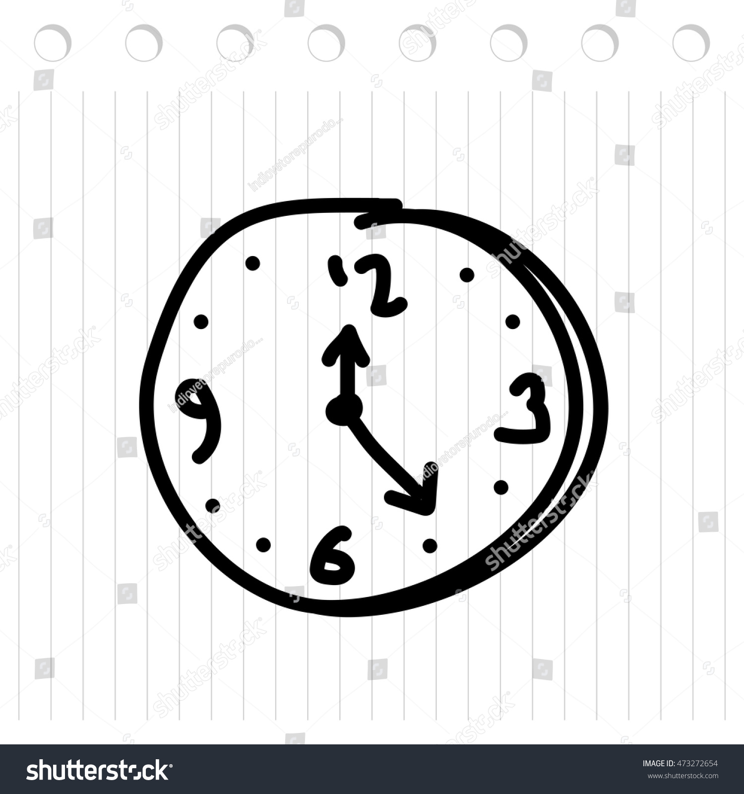 Clock Doodle On Writing Paper Stock Vector (Royalty Free) 473272654 ...