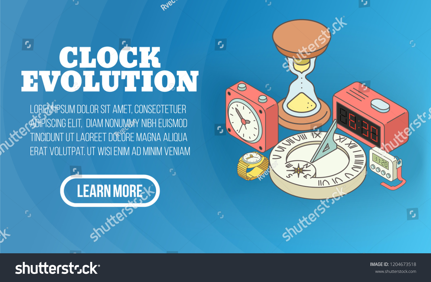 Clock Evolution Concept Banner Isometric Banner Stock Vector (Royalty ...