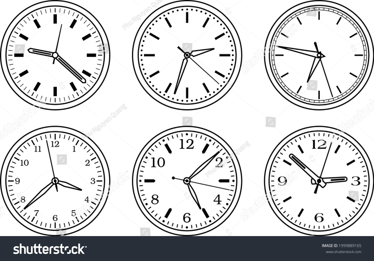 Clock Face Icons Set Vector Illustration Stock Vector (Royalty Free ...