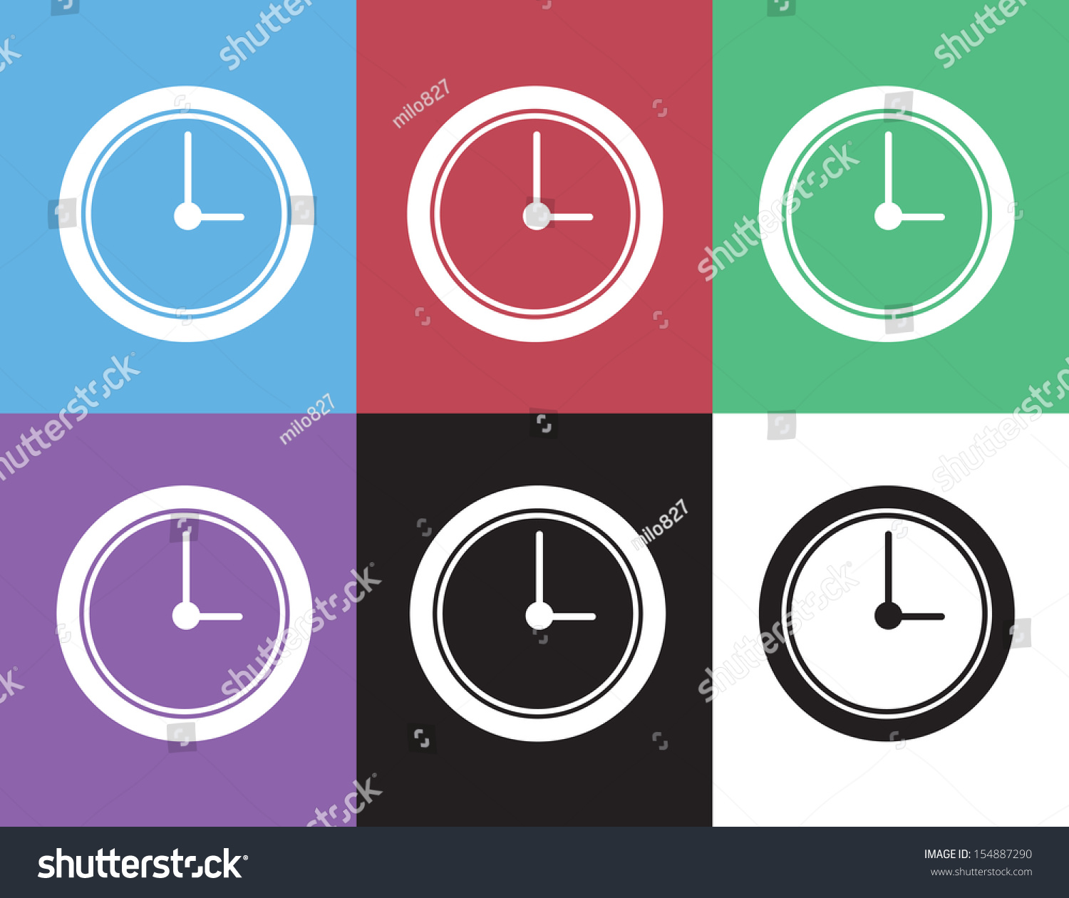 Clock Face Silhouette Different Colors: เวกเตอร์สต็อก (ปลอดค่าลิขสิทธิ์ ...