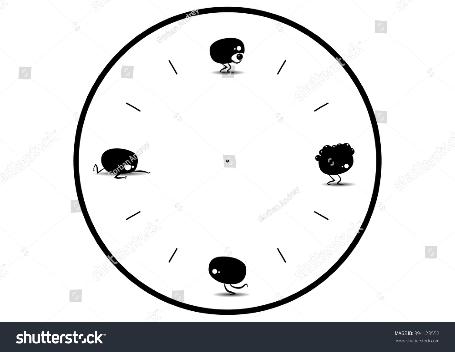 Clock Face Funny Monsters Stock Vector (Royalty Free) 394123552