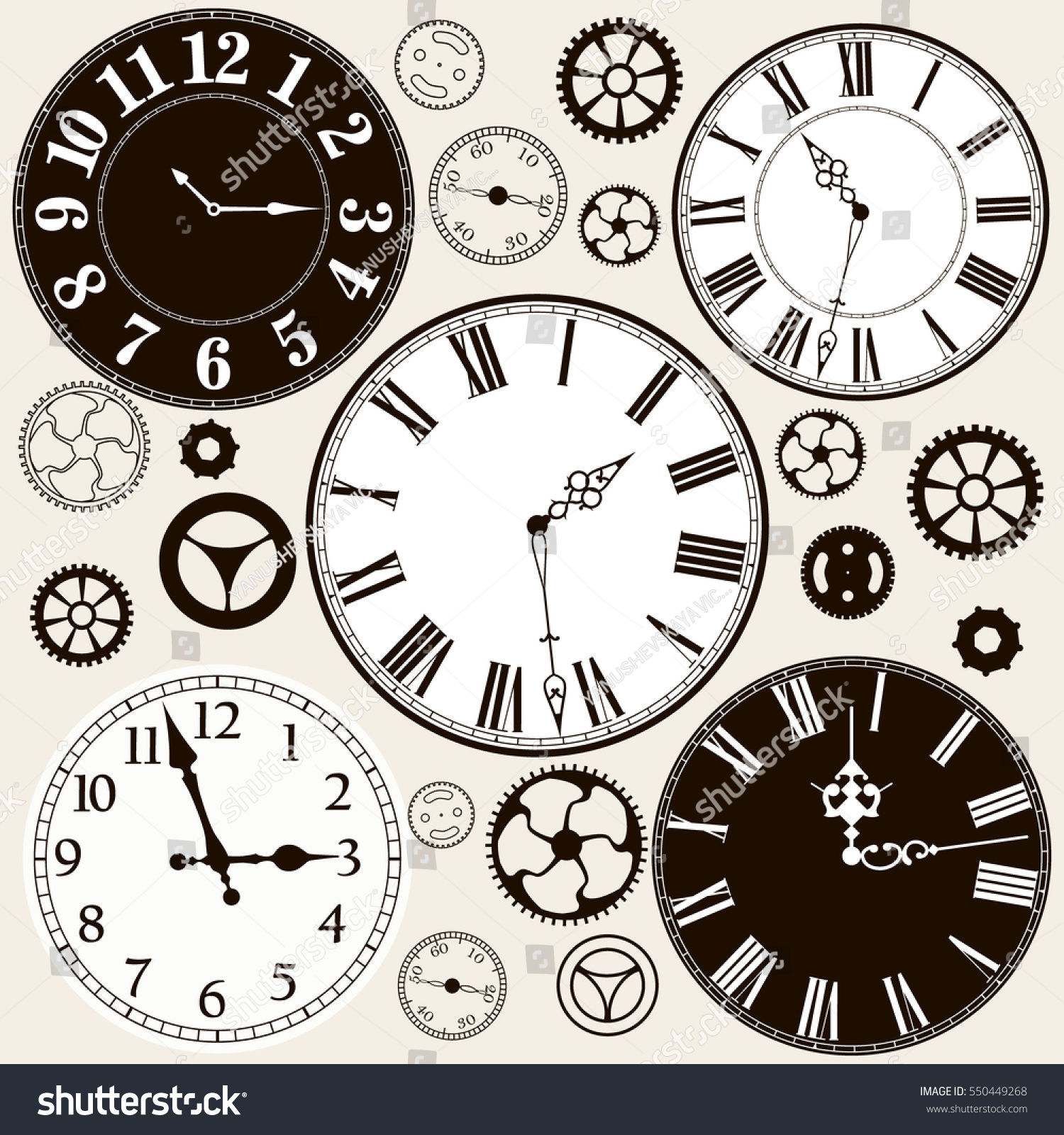 Clock Faces Parts Vector Illustration Stock Vector 550449268 - Shutterstock