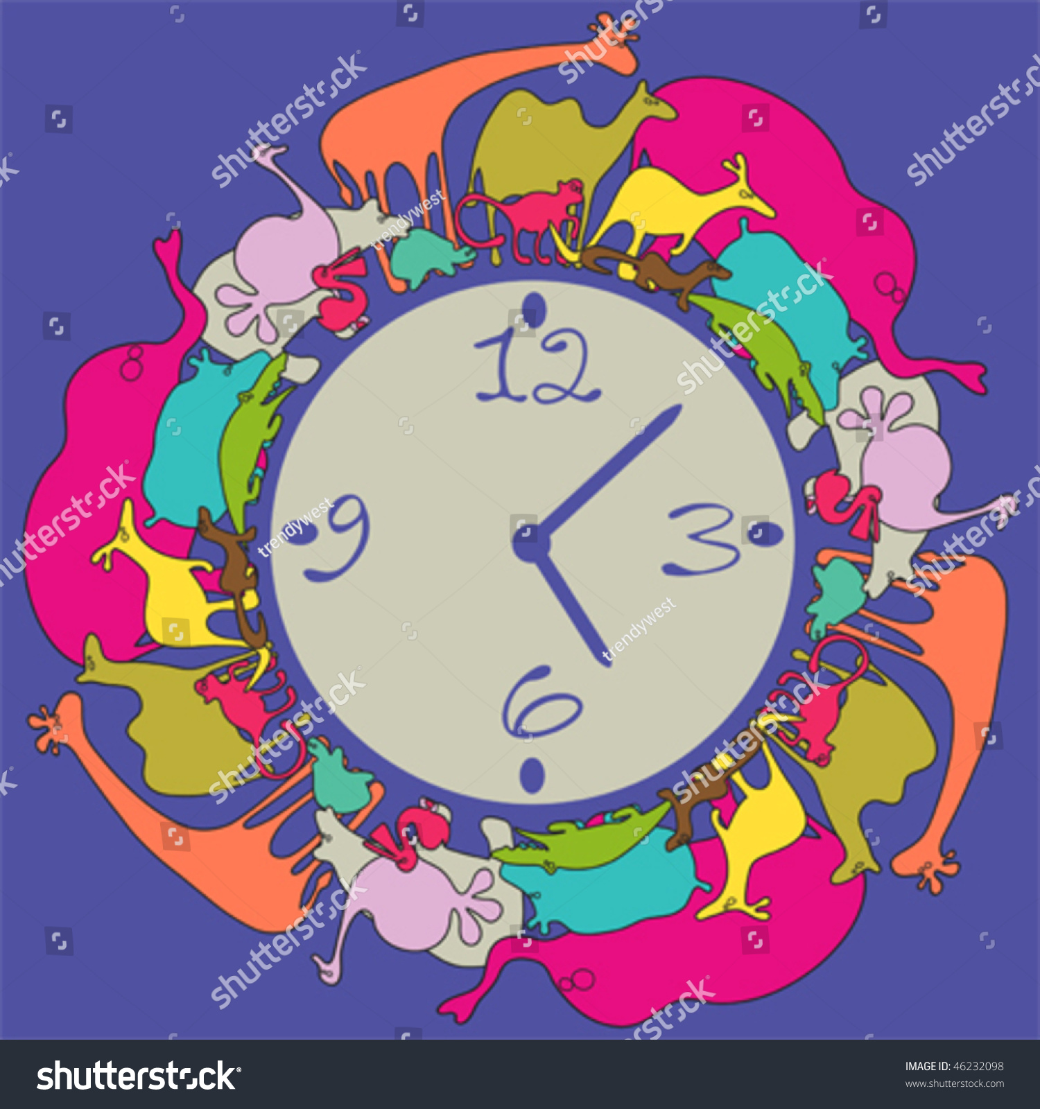 Clock Kids Vector Illustration Stock Vector (Royalty Free) 46232098