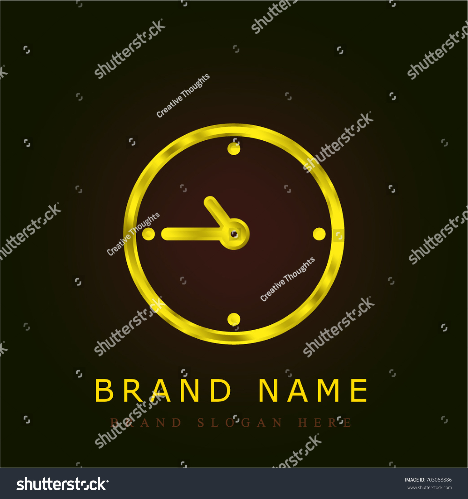 Clock Golden Metallic Logo Stock Vector (Royalty Free) 703068886 ...