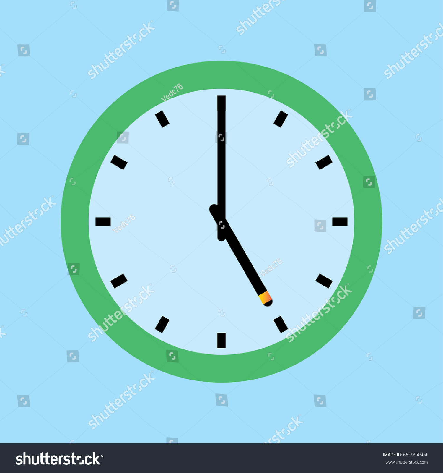 Clock Icon 5 Oclock Vector Illustration Stock Vector (Royalty Free ...