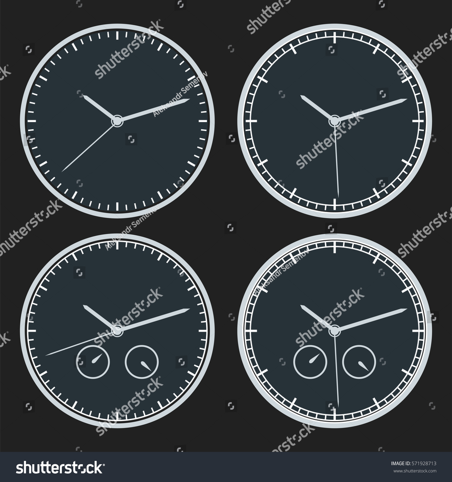 Clock Icon Set Outline Isolated Vector Stock Vector (Royalty Free ...