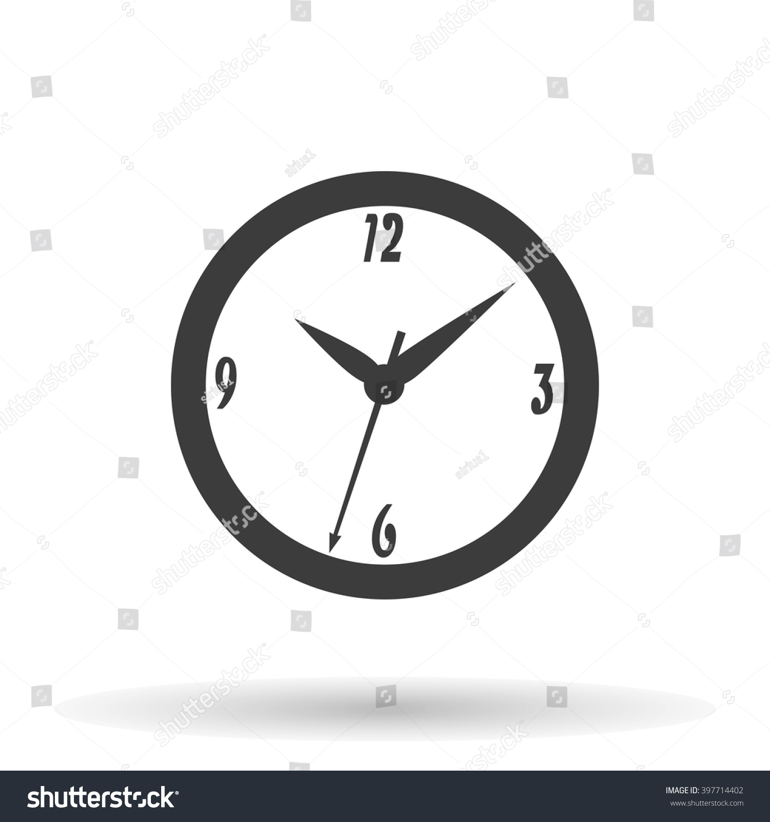 Clock Icon Shadow On White Background Stock Vector 397714402 - Shutterstock