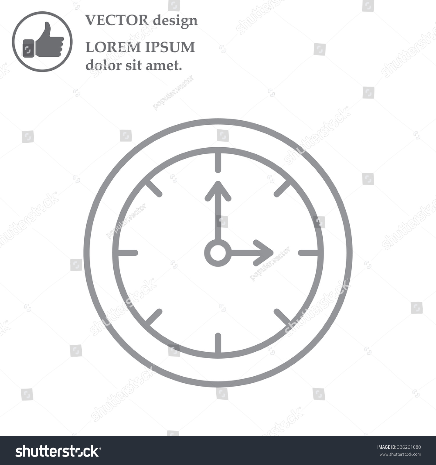 Clock Line Icon Vector Illustration Flat Stock Vector (Royalty Free ...