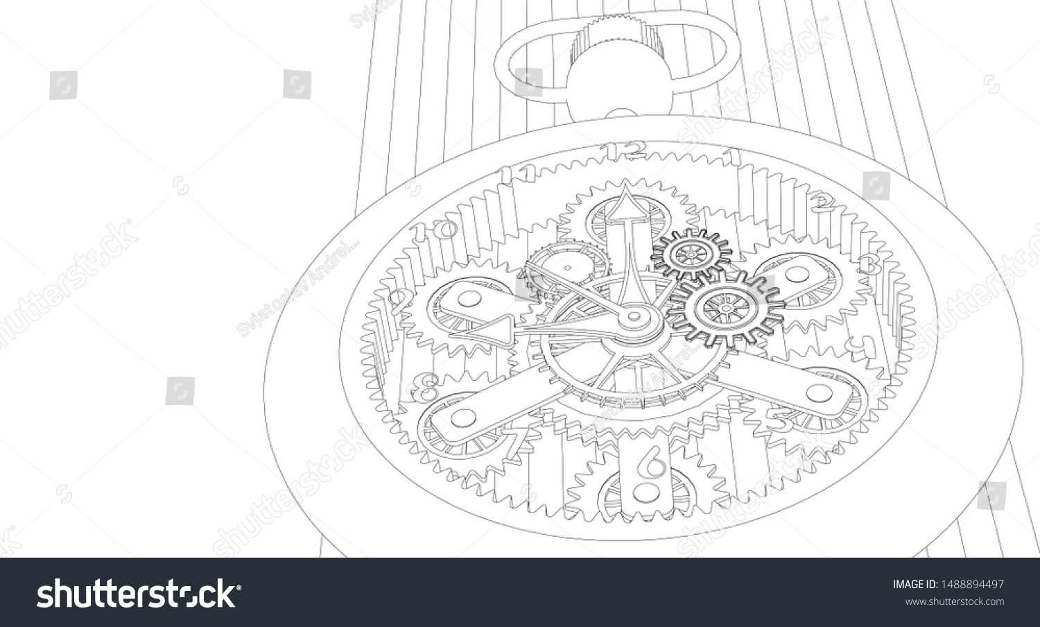Clock Mechanism Sketch Vector Illustration Stock Vector (Royalty Free ...