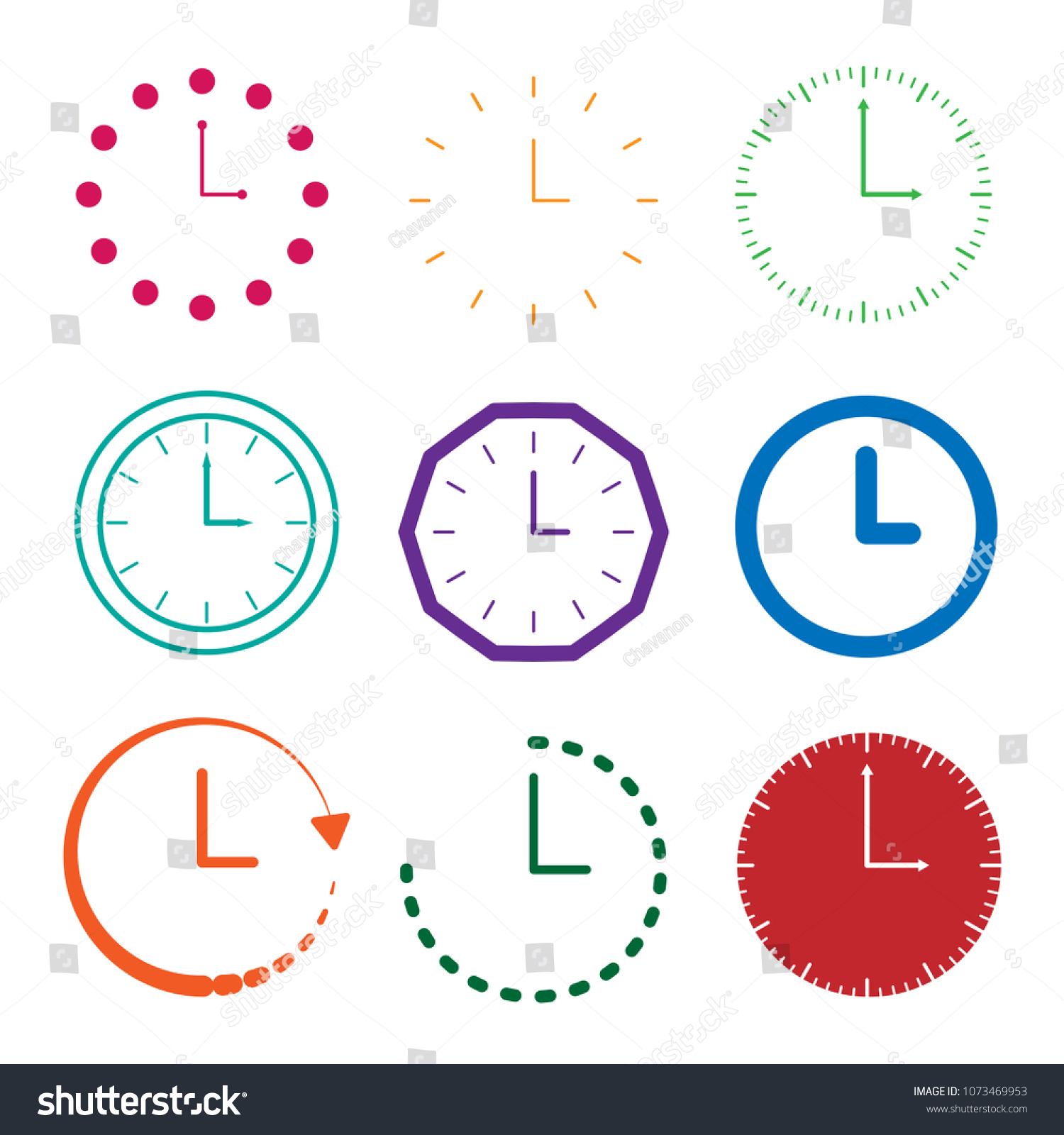 Clock Minimal Icon Set Vector Illustration Stock Vector (Royalty Free ...