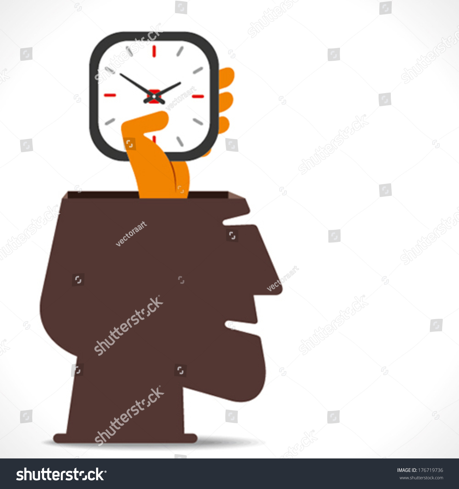 Clock Out Human Brain Concept Work: เวกเตอร์สต็อก (ปลอดค่าลิขสิทธิ์ ...