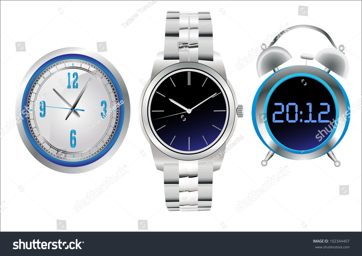Clock Set Office Digital Timer Stopwatch Stock Vector (Royalty Free ...