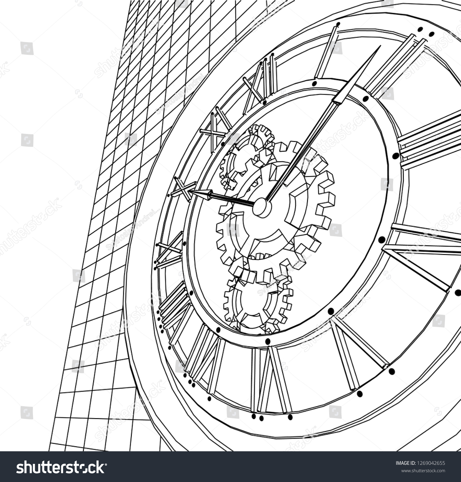 Clock Sketch 3d Illustration Stock Vector (Royalty Free) 1269042655 ...
