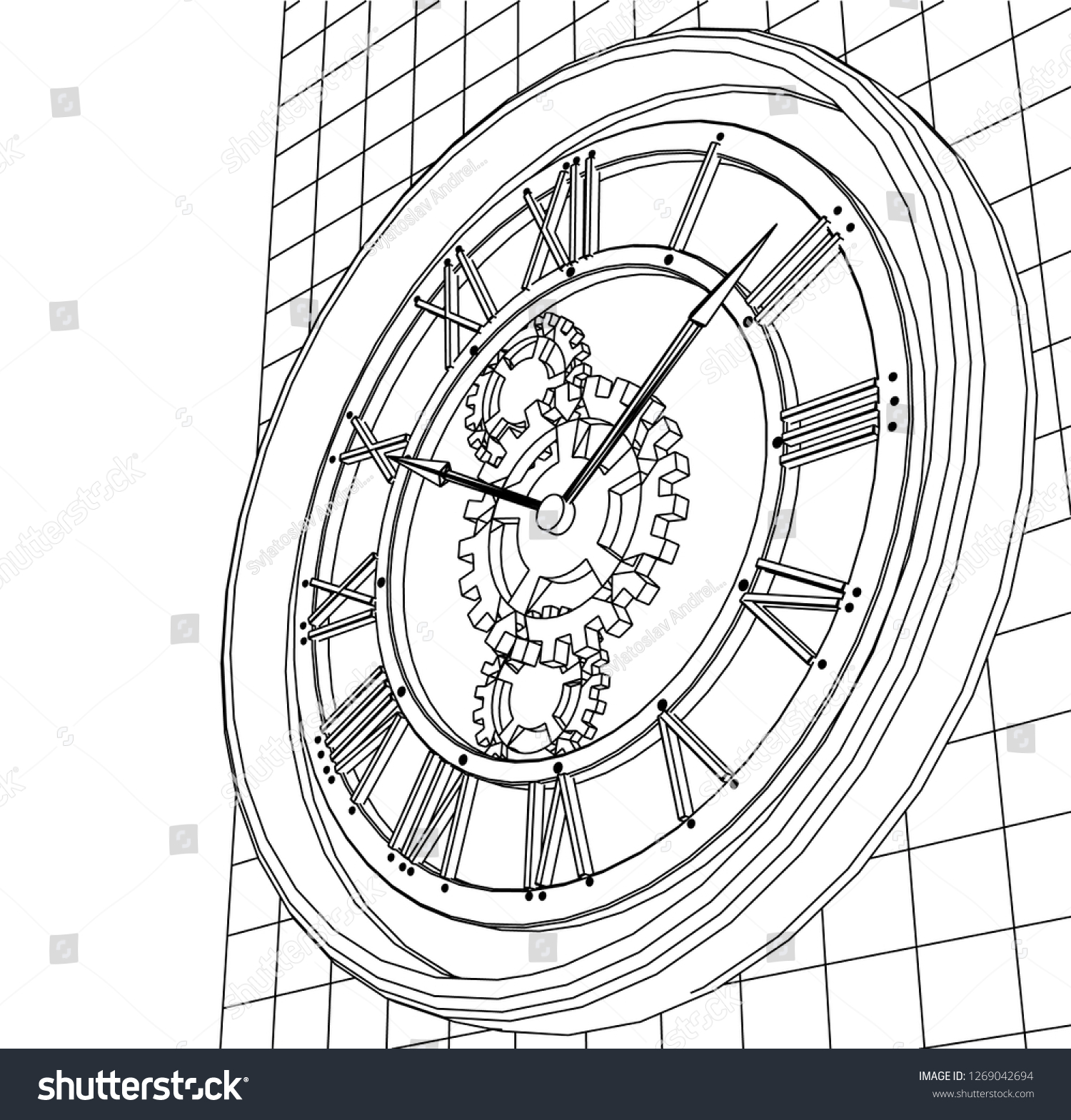 Clock Sketch 3d Illustration Stock Vector (Royalty Free) 1269042694 ...