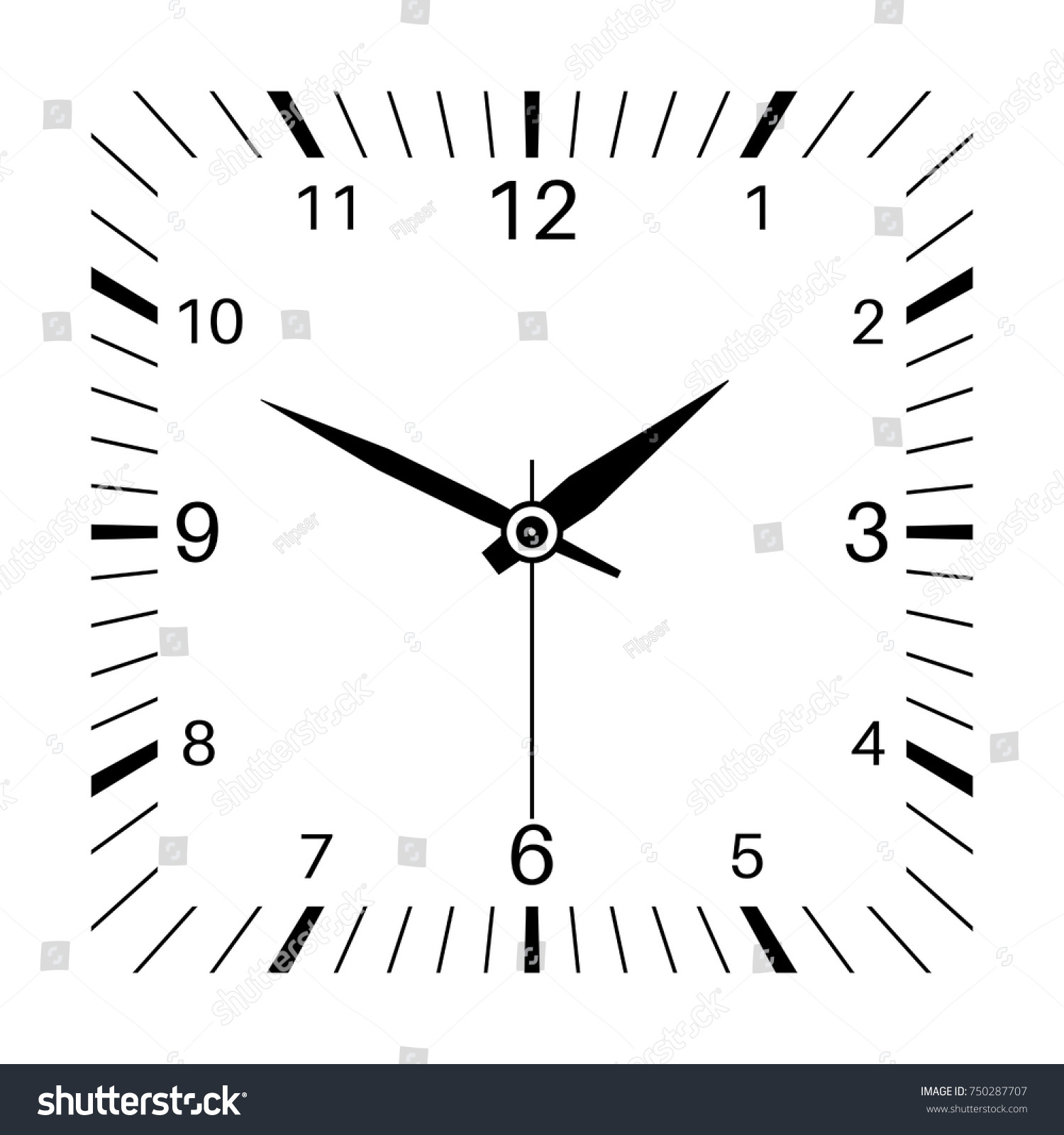 Clock Square Shaped Clock Vector Illustration Stock Vector (Royalty ...